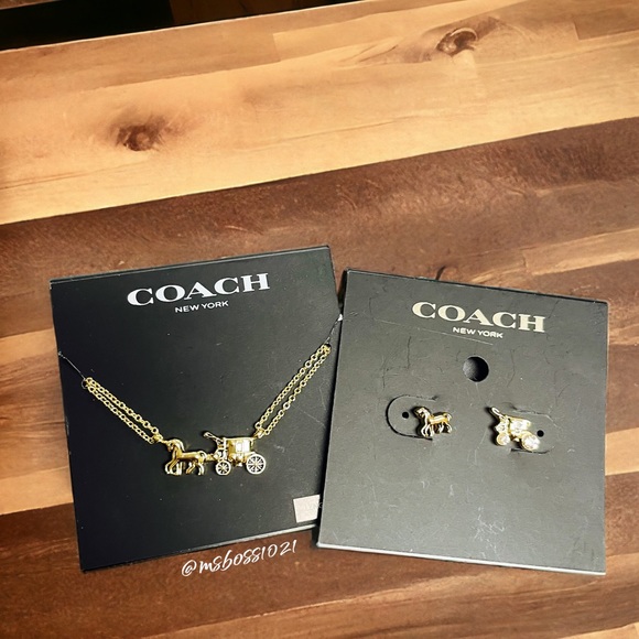 Coach | Jewelry | Coach Gold Horse And Carriage Earrings Necklace Brand ...